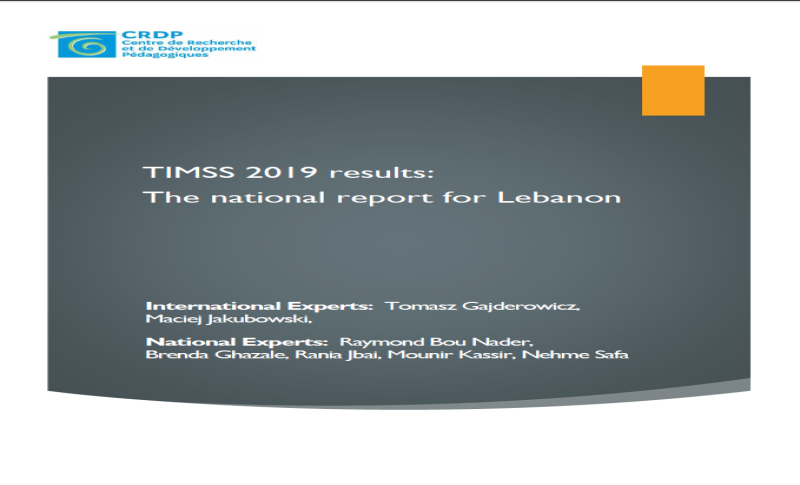 TIMSS 2019 National Report | المركز التربوي للبحوث والإنماء - CRDP Lebanon